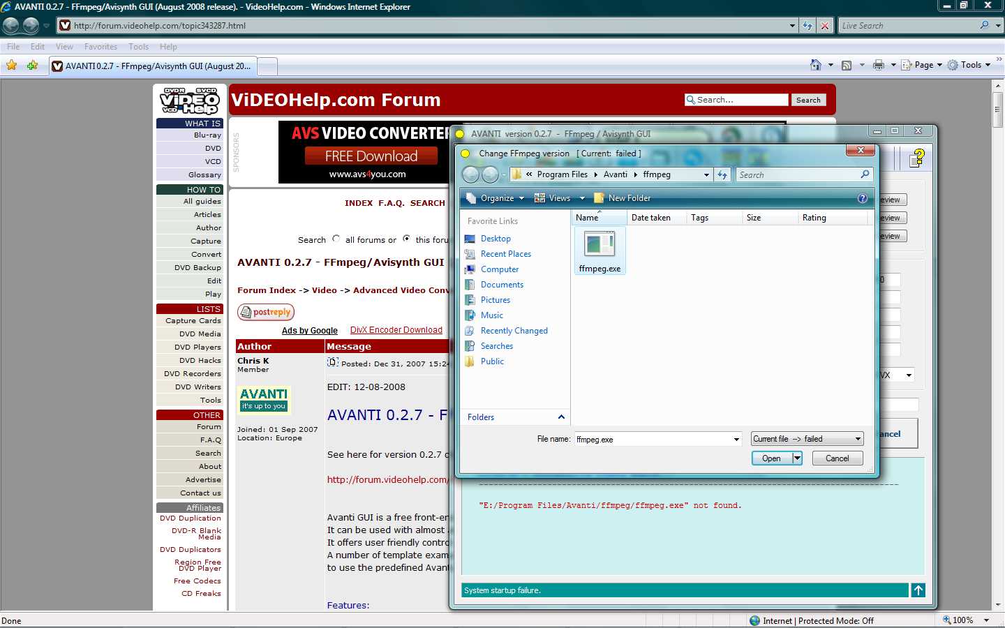 AVANTI - FFmpeg/Avisynth GUI (support thread). - Page 4 - VideoHelp Forum AVANTI - FFmpeg/Avisynth GUI (support thread). - Page 4 - VideoHelp Forum